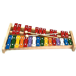 Professional Wooden Soprano Full Size Colorful Glockenspiel Xylophone with 27 Metal Keys for Adults & Kids