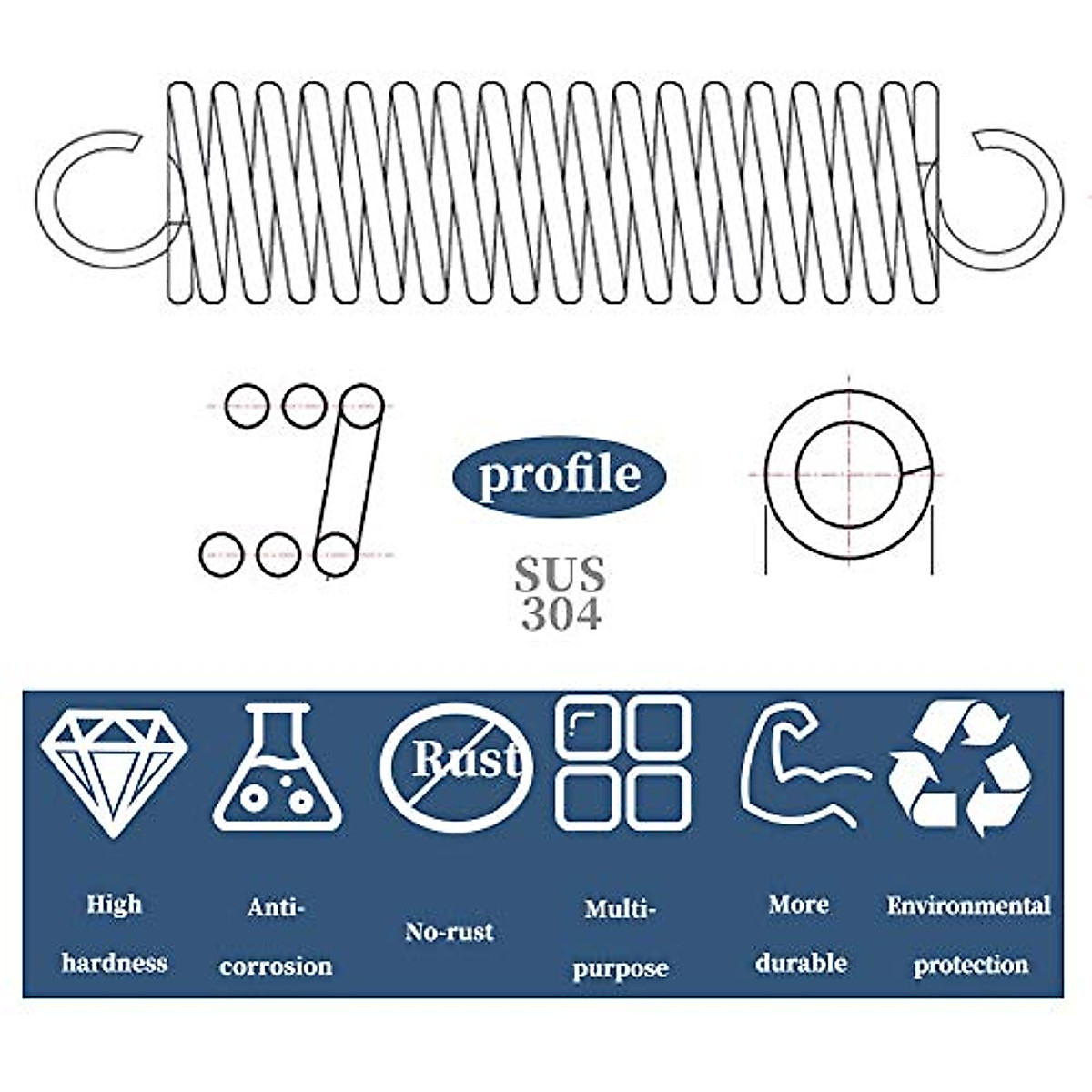 2Pack Premium Porch Swing Springs,1300lb Heavy Duty Springs, Rust Resistant Swing Springs, Spring for Swing Hammock Hanging Chair Spring for Hammock spring,Porch Swings,Indoor Outdoor Hanging Kit