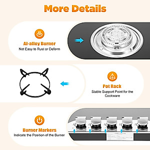 5 Burner Gas Stove Cooktop, 30 Inch Built-in Gas Hob for LPG/NG Dual Fuel Convertible, Flame-out Protection, Tempered Glass Surface, Easy to Clean - Ideal for Home Kitchen Restaurant