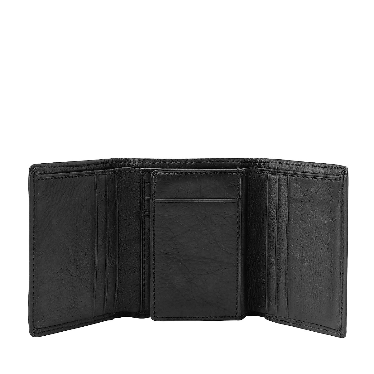 Fossil Men's Ingram Leather Trifold with ID Window Wallet, Black, (Model: ML3289001)