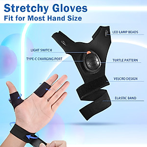 LED Flashlight Gloves with Waterproof Lights - Rechargeable Finger Light Stocking Stuffers for Men Dad Husband Cool Gadgets Tool Fishing Camping Unique Christmas Gifts for Men Who Have Everything