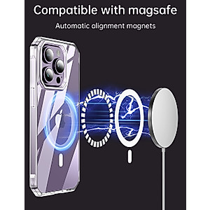 Kakalux[for iPhone 14Pro Phone case,Magnetic case for iPhone 14Pro,magsafe Compatible,with airbag Protection at All Four Corners and Military Grade Drop Protection for iPhone 14Pro(6.1'')-Clear.