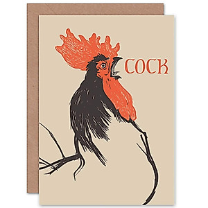 Wee Blue Coo Cock Rooster Adult Cheeky Fun Birthday Art Gift Sealed Greeting Card Plus Envelope Blank inside