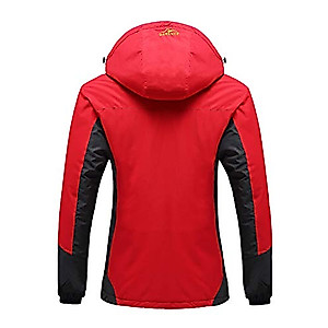 CIOR Women's Mountain Waterproof Ski Jacket Windproof Rain Jacket U119WCFY029,Red,S