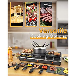 Saenchue Raclette Table Grill - Indoor Electric Grill Griddle - Nonstick Extra Large Reversible 4-In-1 Outdoor Dishwasher Safe with Cheese 12 Paddles 12 Spatulas for 12 Person, FD-12