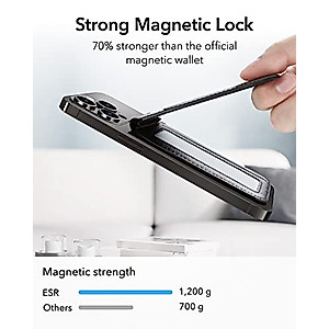 ESR MagSafe Wallet (HaloLock), iPhone Wallet with Adjustable Stand, Magnetic Wallet for iPhone 14/13/12 Series, Not for iPhone 13/12 mini, 3 Card Holder, MagSafe Accessories, Vegan Leather, Black
