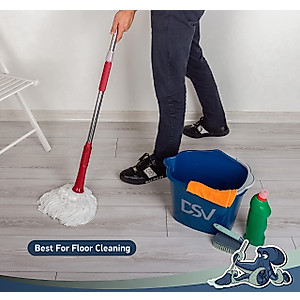 DSV Standard Professional 2.3 Gallon (8.5L) Cleaning Bucket | Pour Spout & Comfort-Grip Handle | Wash Bucket Ideal for Squeegees and Washers up to 10-inch Length | Household Cleaning Supplies