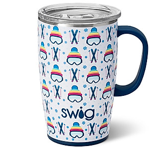 Swig 18oz Travel Mug, Insulated Tumbler with Handle and Lid, Cup Holder Friendly, Dishwasher Safe, Stainless Steel Insulated Coffee Mug with Lid and Handle (Rose Gold)