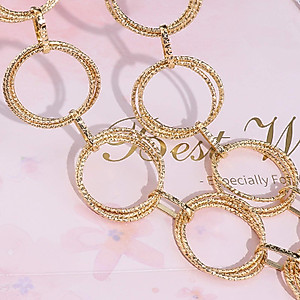 Glamorstar O-Ring Chain Belts for Women Waist Band Belt for Dress Link Chain Gift Large Circle Gold Plus Size 135CM/53.1IN