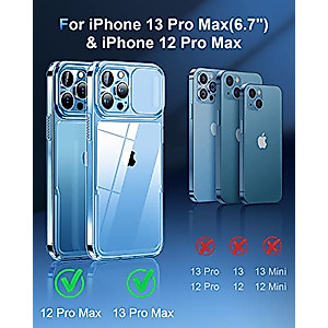 Simtect for iPhone 13 Pro Max Case with Camera Cover for iPhone 12 Pro Max Case Crystal Clear & Not-Yellowing Slim Miltary Shockproof Protective Phone Case for iPhone 13 Pro Max & 12 Pro Max (Clear)