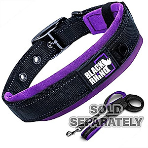 Black Rhino - The Comfort Collar Ultra Soft Neoprene Padded Dog Collar for All Breeds - Heavy Duty Adjustable Reflective Weatherproof (Medium, Purple/Bl)