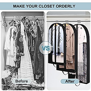 Clear Garment Bags Suit Bag:3 pack 50'' inch Closet Storage Hanging Clothes Business Non Woven Suit Cover Travel Dress Bag For Coats,Uniforms,Sweaters, Jackets