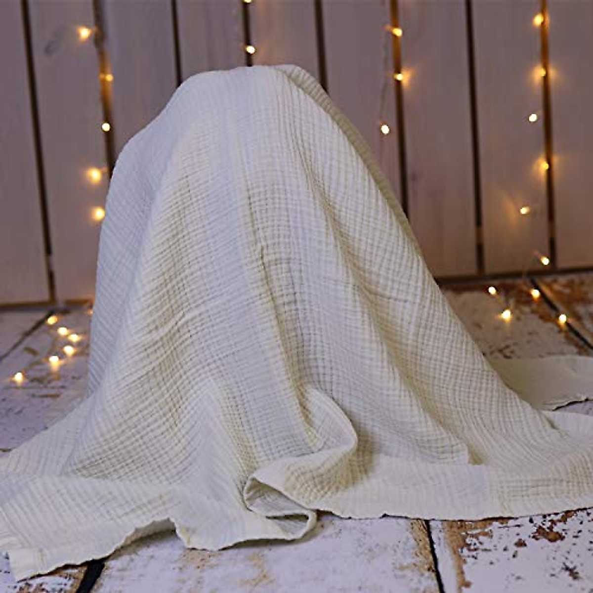 Muslin Blankets, Baby Toddler Quilt, 4 Layers, 100% Cotton Stroller Blanket, Hypoallergenic, Super-Soft, Breathable and Lightweight Swaddle, Nursery & Crib Blanket, Large (47 X 35 inch) (Vanilla Ice)