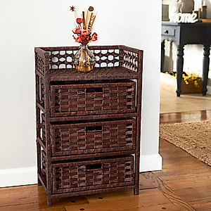Household Essentials Woven 3 Drawer Chest with Cutout Handles