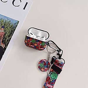 Anime Super Hero Character Soft TPU Airpod Pro 2nd Generation Case(2022)，with Cartoon Anime Lanyard Keychain，Suitable Fashion Man Women Girl Airpod Pro 2 Case