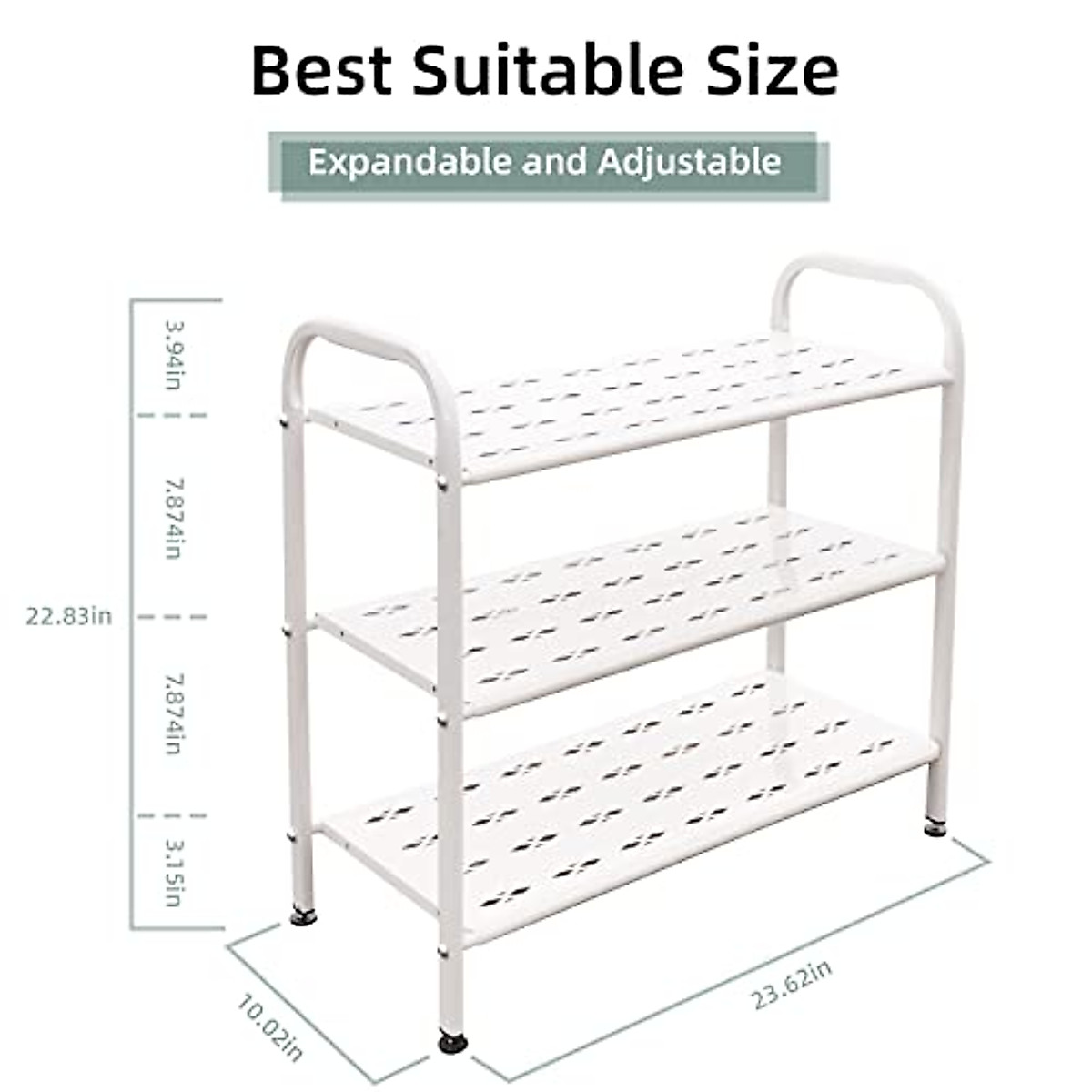 3 Tiers Metal Shoe Rack Shoe Shelf Storage Organizer, Show Storage Rack, Garage Shelving, Vertical Shoe Stand Stackable Boot, Small Free-Standing Shoe Racks for Entryway, Hallway, Living Room, Closet
