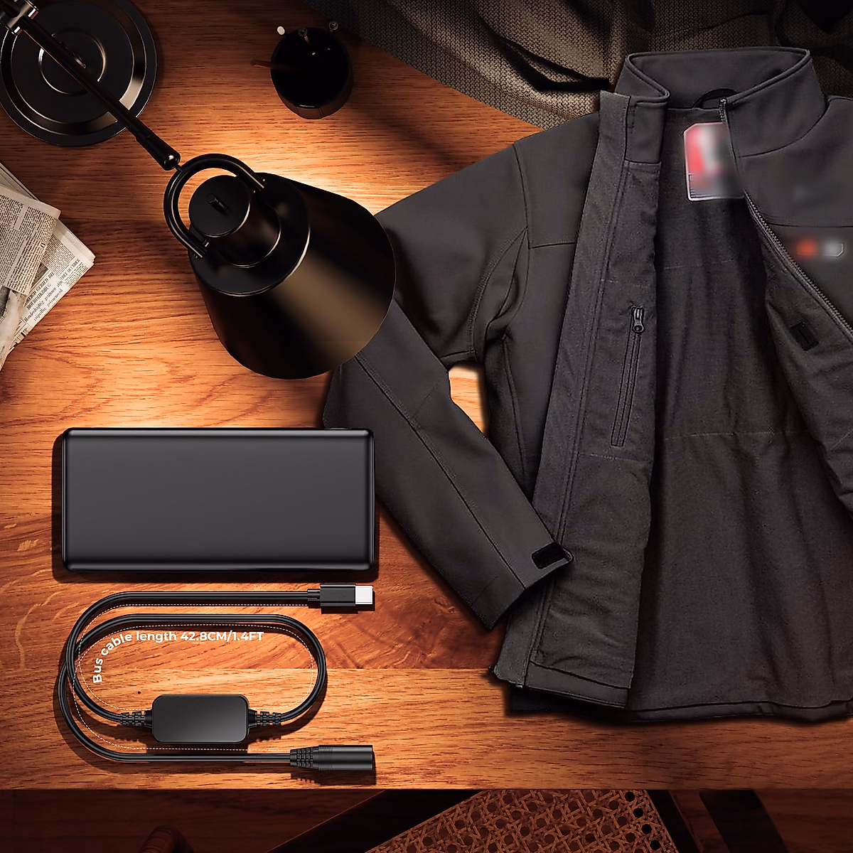 Heated Jacket Battery Type C Step-Up Adapter Charger Cable Compatible with Metabo,M12,Milwaukee,Makita,Snap-on,Craftsman,AEG,Dewalt,Revean,Ridgid,RYOBl 12V Hoodie