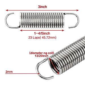 GNPADR 3inch(6Pcs) Stainless Steel Protective Coated Replacement Furniture Tension Springs for Recliner Sofa Bed