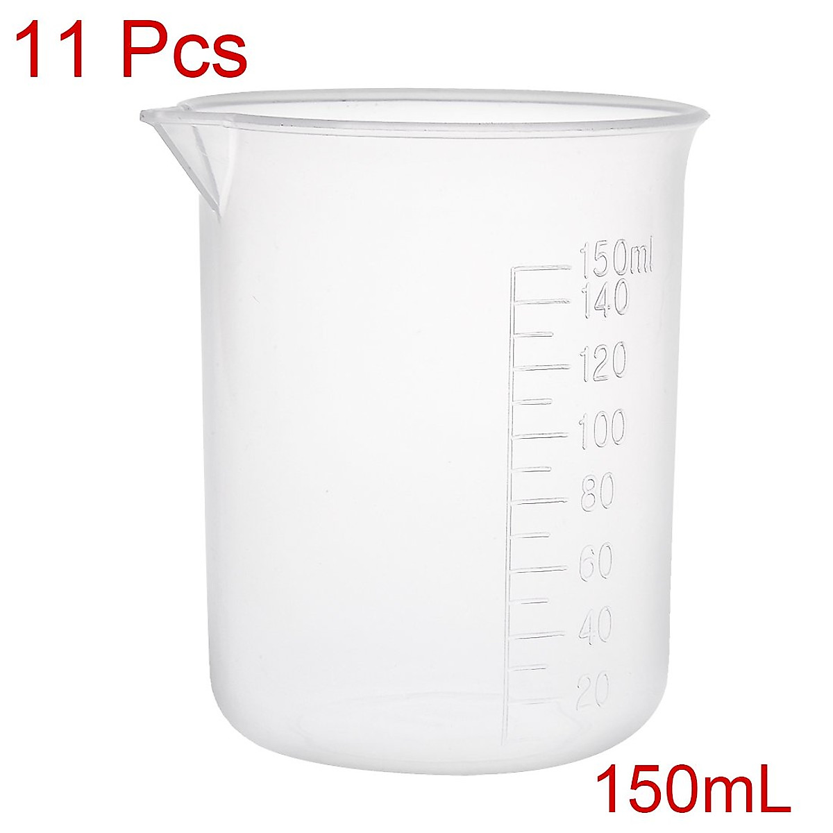 uxcell Measuring Cup 150ml PP Plastic Graduated Beaker Transparent for Lab Kitchen liquids 11pcs