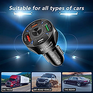 Car Charger Adapter,4 Ports USB Fast Car Charger QC3.0/PD20W/Type-c/2.1A, Smart Shunt Car Phone Charger Compatible iPhone 14 13 12 Pro Max/All Smart Phones (Black)