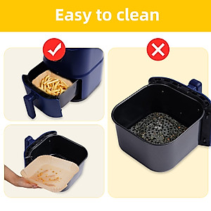 Air Fryer Disposable Paper Liner, 100Pcs-6 inch Liners for Air Fryer, Non-stick Disposable Air Fryer Liners, Water-proof, Filter Paper for Air Fryers Basket, Microwave Oven, Frying Pan (Square 50pcs)