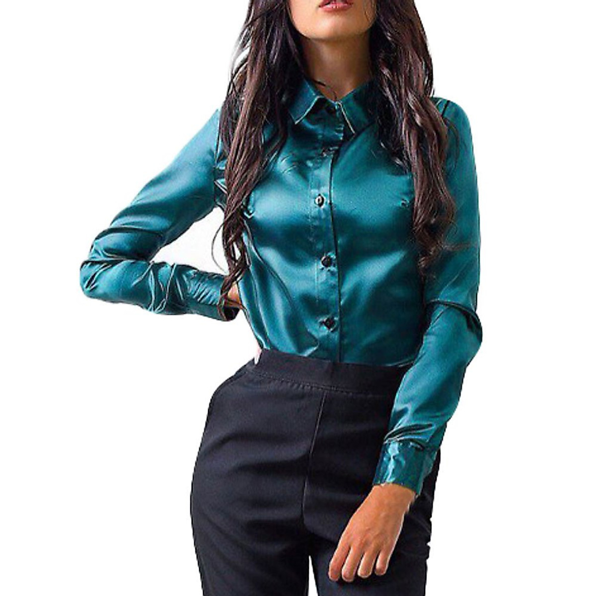 Blouse for Women Long Sleeve Kimloog Women Button Fashion Casual Tops Long Sleeve Shirt Blouse [video game] [video game]