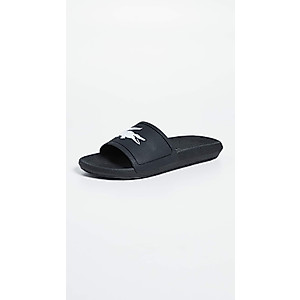 Lacoste mens Croco Slide Sandal, Black/White, 10 US