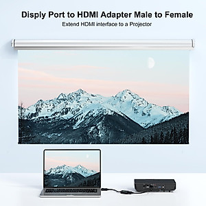 DisplayPort (DP) to HDMI Adapter Cable, Display Port to HDMI Adapter Converter Male to Female Connector 1080P for Computer, Desktop, Laptop, PC, Monitor, Projector, HDTV-Black