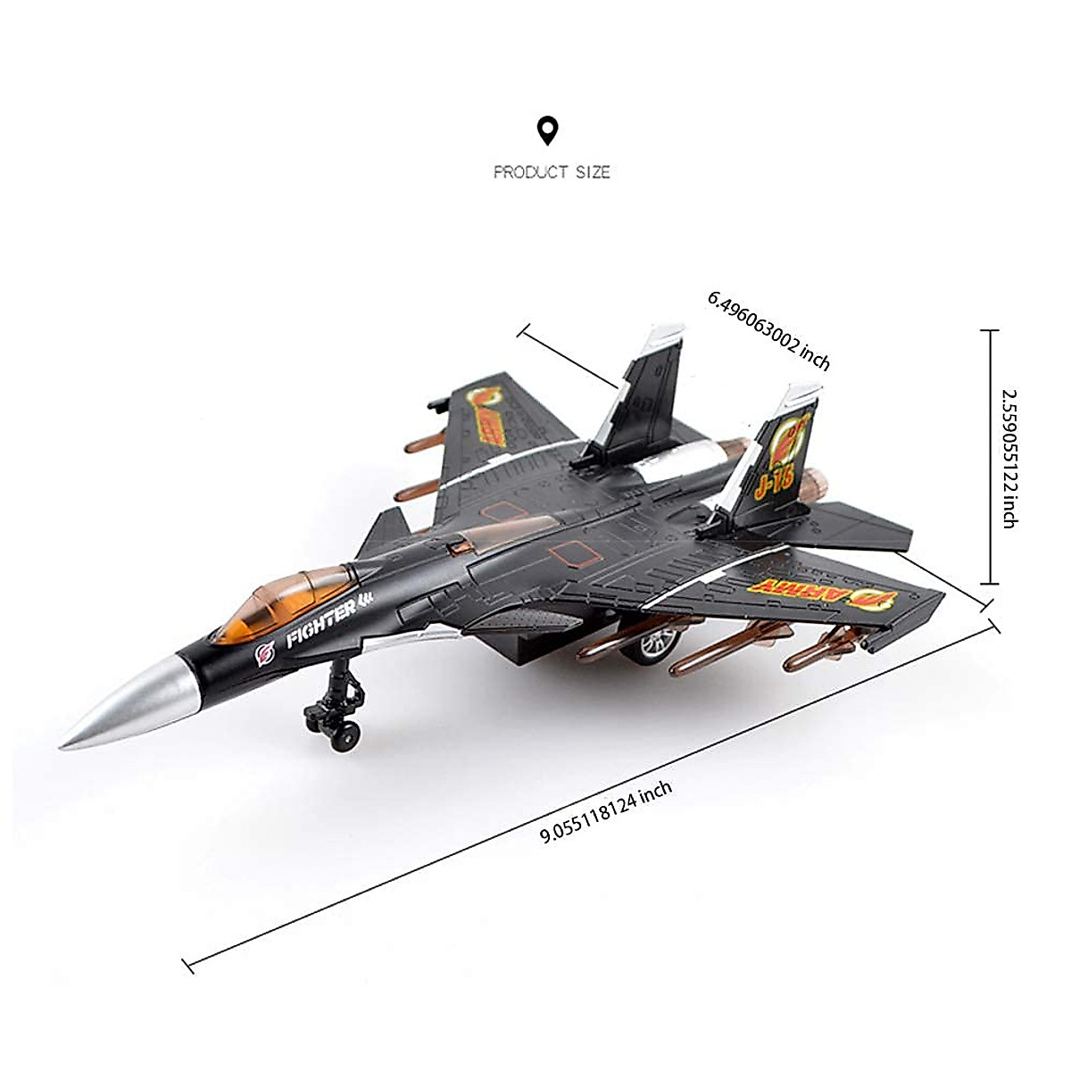 HSOMiD Army Air Force Fighter Jet Toy Military Airplane - Fun Lights and Sounds, Bump and Go Action Pretend Play Kids Aircraft Bomber Plane