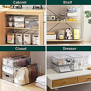 LALASTAR Fridge Organizer And Storage Clear, Large Refrigerator Organizer Bin with Pull-out Drawer, Pantry Organization and Storage, BPA Free, 1 Pack, 9.51QT