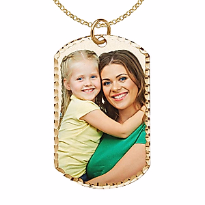 PicturesOnGold.com Photo Engraved Dog Tag Photo Pendant - 1 Inch X 1-3/4 Inch - Solid 14K Yellow Gold