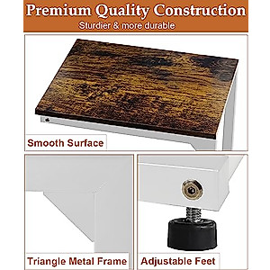 Artigarden C Table End Table with Metal Frame Small Side Table for Couch, Sofa TV Tray Table for Living Room, Bedroom, Bedside Bright White