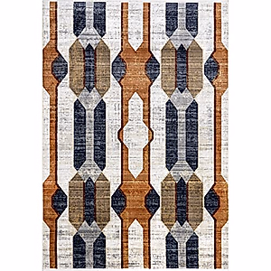 nuLOOM Marita Distressed Geometric Area Rug, 5' x 8', Beige
