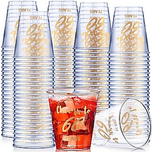 Zubebe 100 Pieces Cheers to 60 Years Shot Glasses 2 oz Disposable Cups, 60th Birthday Party Favors for Her and Him Women Men Anniversary Wedding Decorations