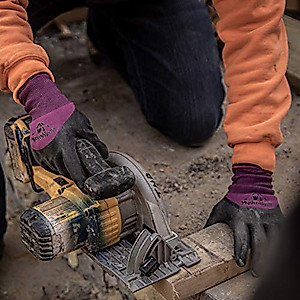 Women's Latex-Coated Grip Winter Gloves for Cold Weather, Medium (Wells Lamont 554M), Black/Purple