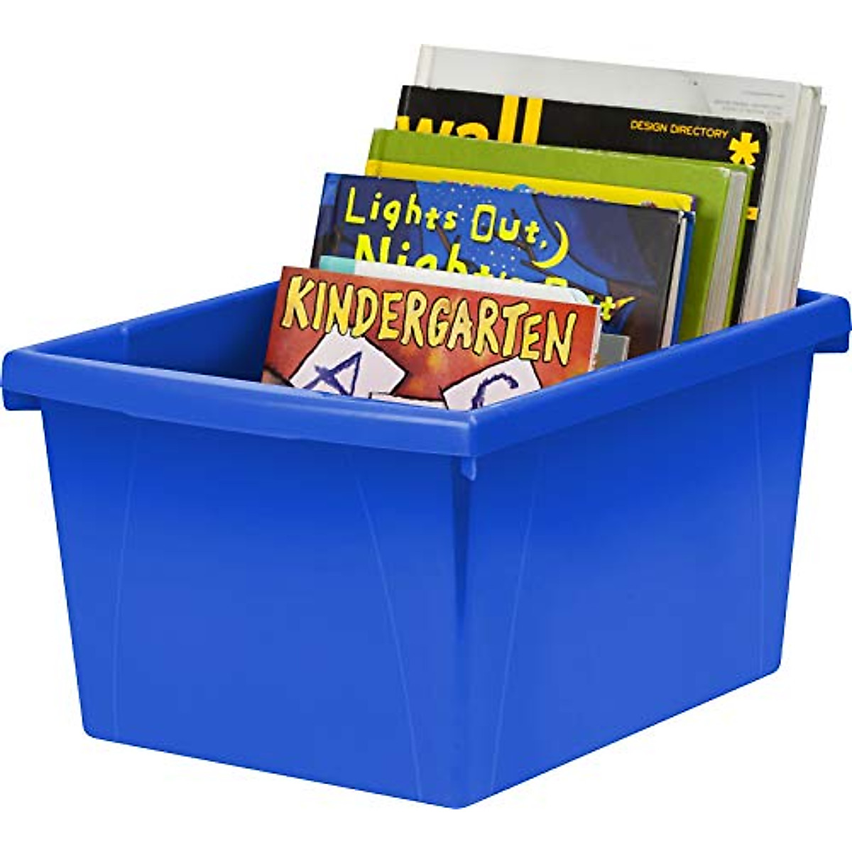 Storex 4 Gallon Storage Bin with Lid – Plastic Classroom Organizer for Books and Supplies, Blue, 6-Pack (61412U06C)