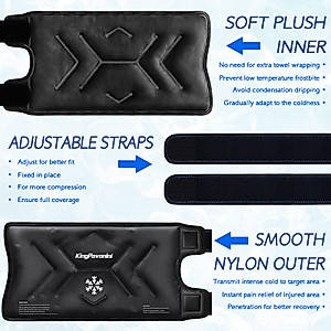 XXL Knee Ice Pack Wrap Around Entire Knee After Surgery, Reusable Gel Ice Pack for Knee Injuries, Large Ice Pack for Pain Relief, Swelling, Knee Surgery, Sports Injuries, 2 Pack (Black)