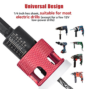 5 Pcs Countersink Drill Bit Set with Low Friction Depth Stop, HSS M2 Bits Tapered Head1/8 9/64" 5/32" Drill+3/8” 82° Counter-Bore,11/64" 3/16" Drill+ 1/2" 82° Counter Bore,1/4” Hex Shank(Red)
