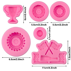 Race Car Silicone Molds, 3D Round Tire Fondant Mold, Truck Wheel Shape Silicone Mold, Racing Car Chocolate Candy Mold Baking Mold Cupcake Topper Decoration for DIY Boy Birthday Clay Resin Crafting