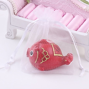 Wudygirl 100pcs Organza Bags 4X6 with Drawstring Jewelry Pouches Bags for Party Wedding Christmas Candy Seashell Favor Bags (White 4x6)