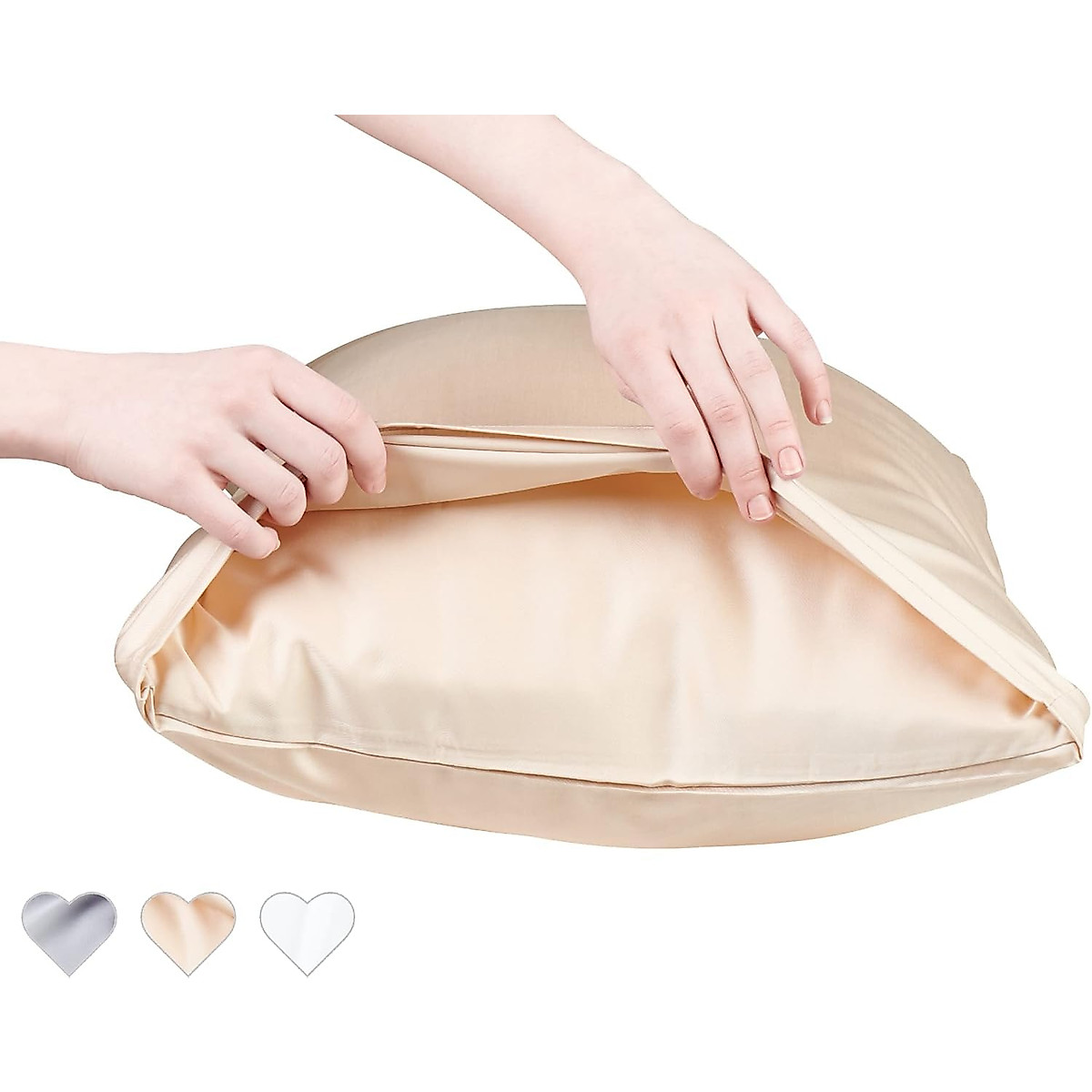 Anti-Acne Copper Pillowcase - Cooling Viscose Pillow Case 1pc, Dermatologist-Tested Vegan Silk Pillowcase Standard Size 20x26, Copper ions Silky Satin Pillow Cases for Hair and Skin