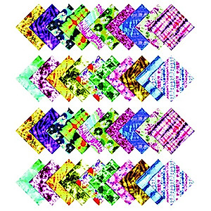 Soimoi 40Pcs Tie Dye Print Cotton Precut Fabrics for Quilting Craft Strips 2.5x42inches Jelly Roll - Multicolor