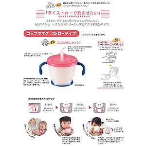 Richell Aqulea suddenly straw mag set Pink