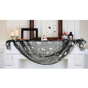 Seasons Disney The Nightmare Before Christmas Jack Skellington Cheesecloth Decorative Fabric, 6 ft x 1.5 ft,Black and Silver