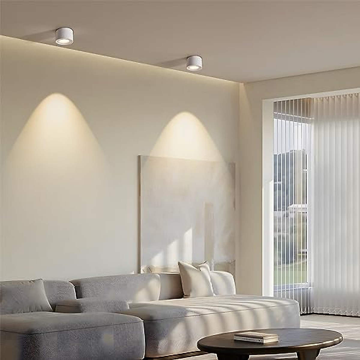 3.9" LED COB Ceiling Spotlight Indoor,7W 3000K Dimmable Warm White Directional Accent Light Fixture,White Aluminum Spot Light for Hallway Corridor Gallery Display Kitchen Living Room and Bedroom