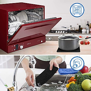 Silicone Trivet Mats Hot Pads, Yolife 4 Pack Multi-Use Trivets mat, Heat Resistant Silicone Pot Holder for Hot Dishes and Hot Pots, Jar Opener, Spoon Holder, Garlic Peeler- Dishwasher Safe (Black)