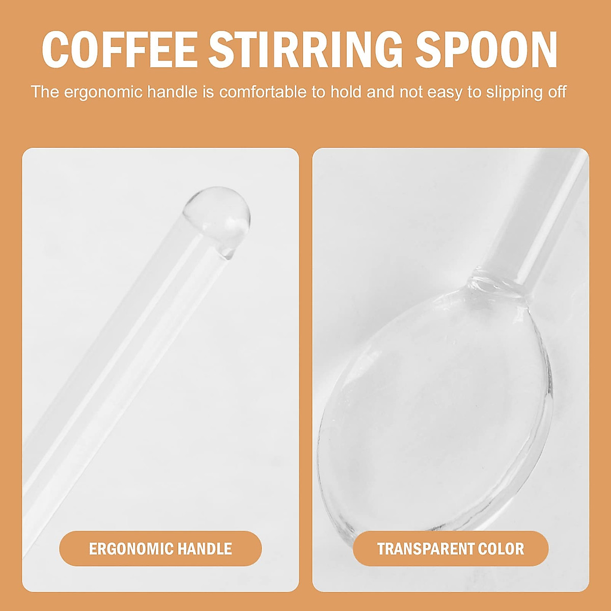 DOITOOL 6Pcs Clear Glass Espresso Spoons Teaspoons, Glass Stirring Spoons Coffee Mixing Spoons Coffee Tea Stirrers for Home Bar Party, 5.58
