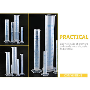 FOMIYES Measuring Cups Plastic 5pcs Plastic Measuring Cylinder Set-50ml/100ml/250ml/500ml/1000ml Graduated Cylinder Safety Cylinder for Laboratory Liquid Measuring Cups