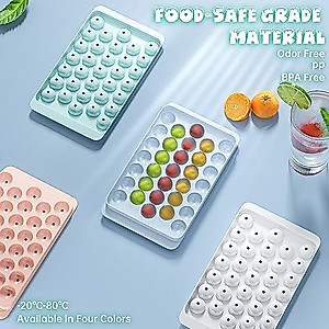 Ice Cube Tray, EMYIE Round Ice Trays for Freezer with Lid and Bin, Ice Ball Maker Making 99 x 1.0IN Ice Balls,3 pack Circle Ice Trays with Tong, Scoop, Measuring Cup&3 Straws (Green)