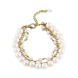 Dog Collars Pet Pearl Necklace Cute Doggie Cat Summer Collar with Crystal Rhinestone for Cats Puppy Costume